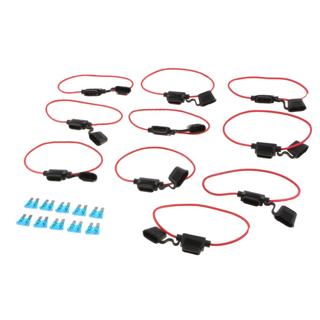 10 Pack 15A Inline Fuse Holder Add A Circuit for Motorcycle Car Boat ...