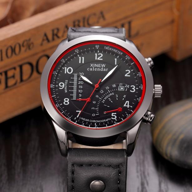 Cheap Qi Military Leather Waterproof Date Quartz Analog Army Men's ...