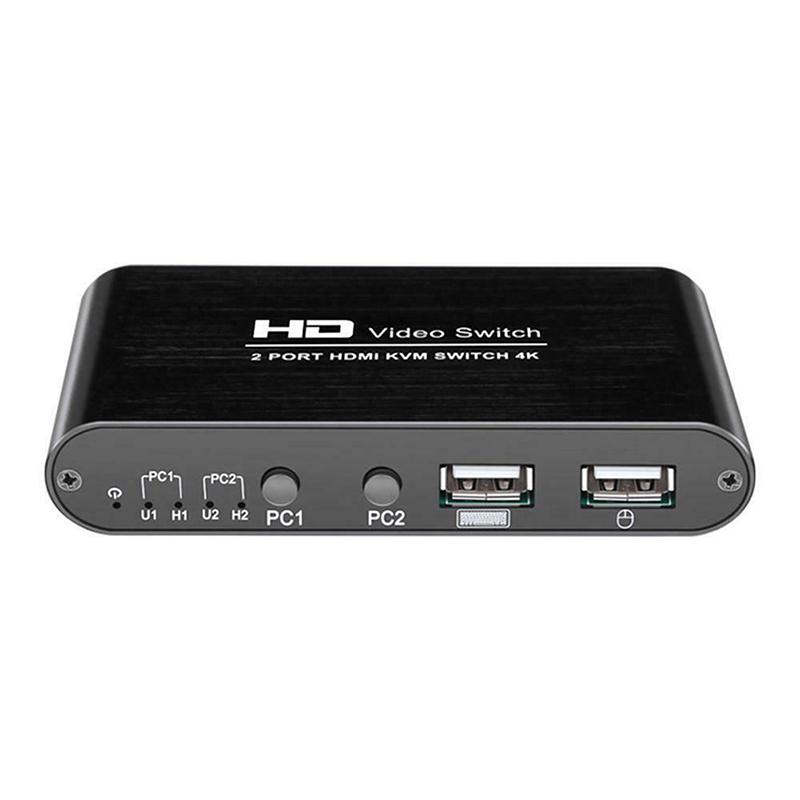Buy 2 Port Hdmi Kvm 4K Switcher Splitter For Sharing Monitor Keyboard ...