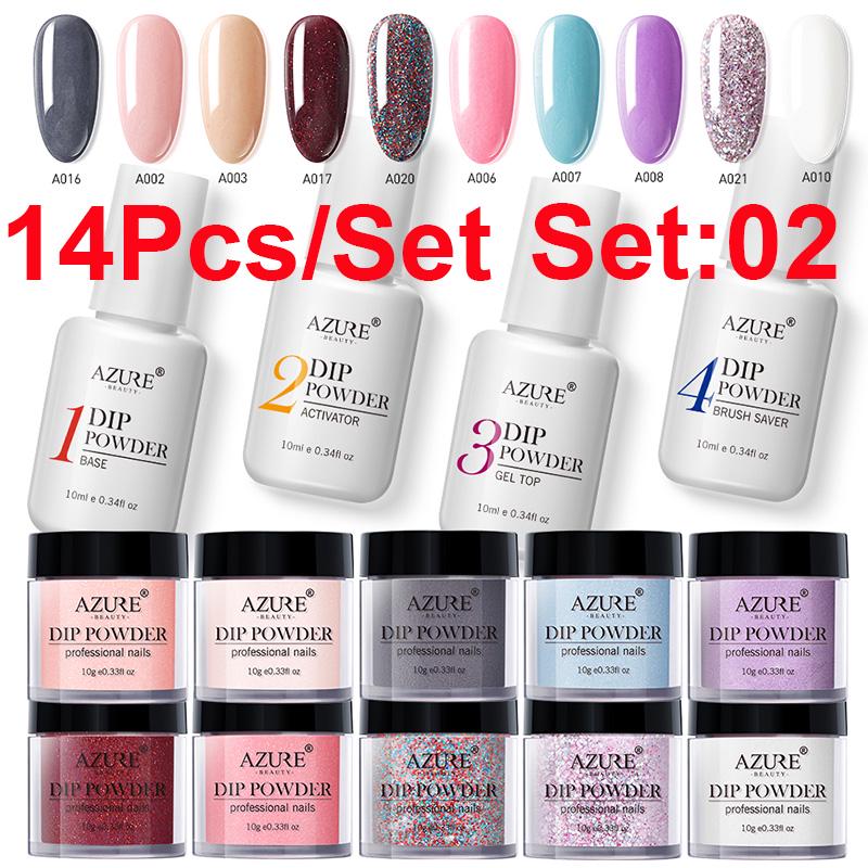 Buy 14PCS/Set Nail Dipping Powder Kit Without Cure Manicure Glitter ...