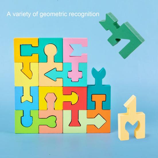 Cheap Wooden Puzzle Building Blocks Shape Matching Fun Educational Toy ...
