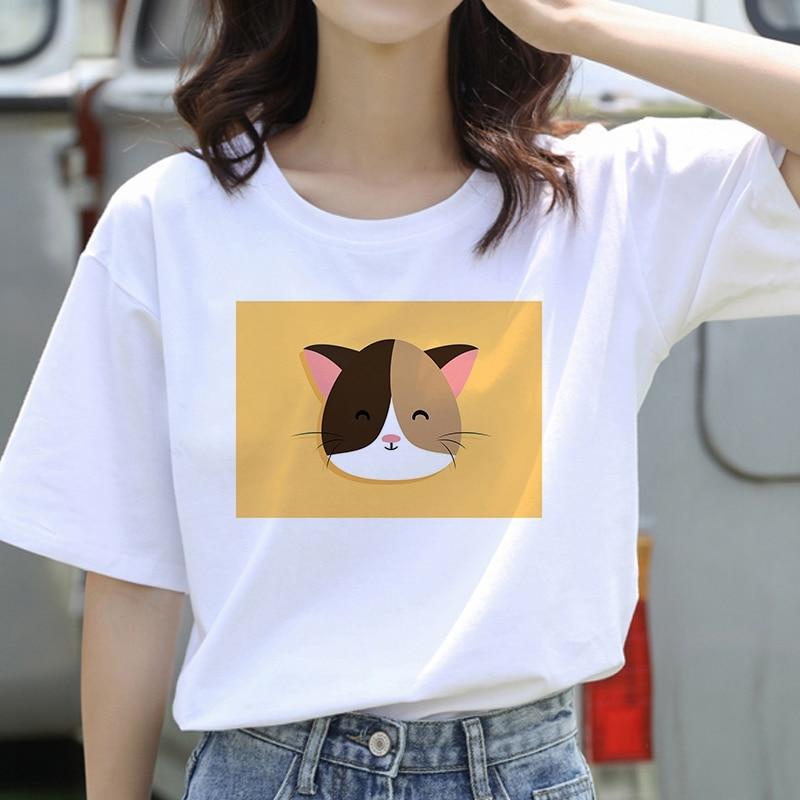 Buy Summer Short Sleeve Tshirt Cut Cat Cartoon Kawaii Print T Shirt 90's Girls T-Shirt Ulzzang ...