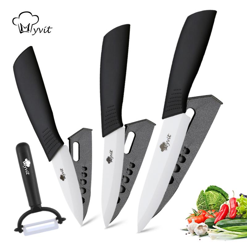 Ceramic Knives Set 3" Paring 4" Utility 5" Slicing Knife White Blade ...