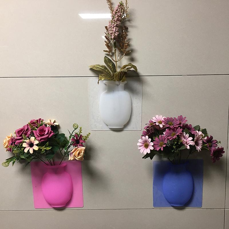 Buy Wall Hang Silicone Sticky Vase Rubber Sticky Flower Container Wall ...