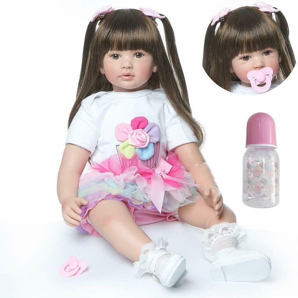 Bebes 60cm big size reborn toddler princess Silicone vinyl adorable ...