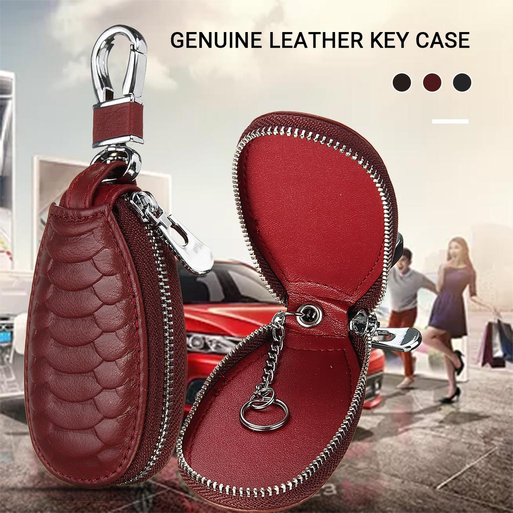 Buy Car Key Chain Remote Holder Case Bag Universal Genuine Leather ...