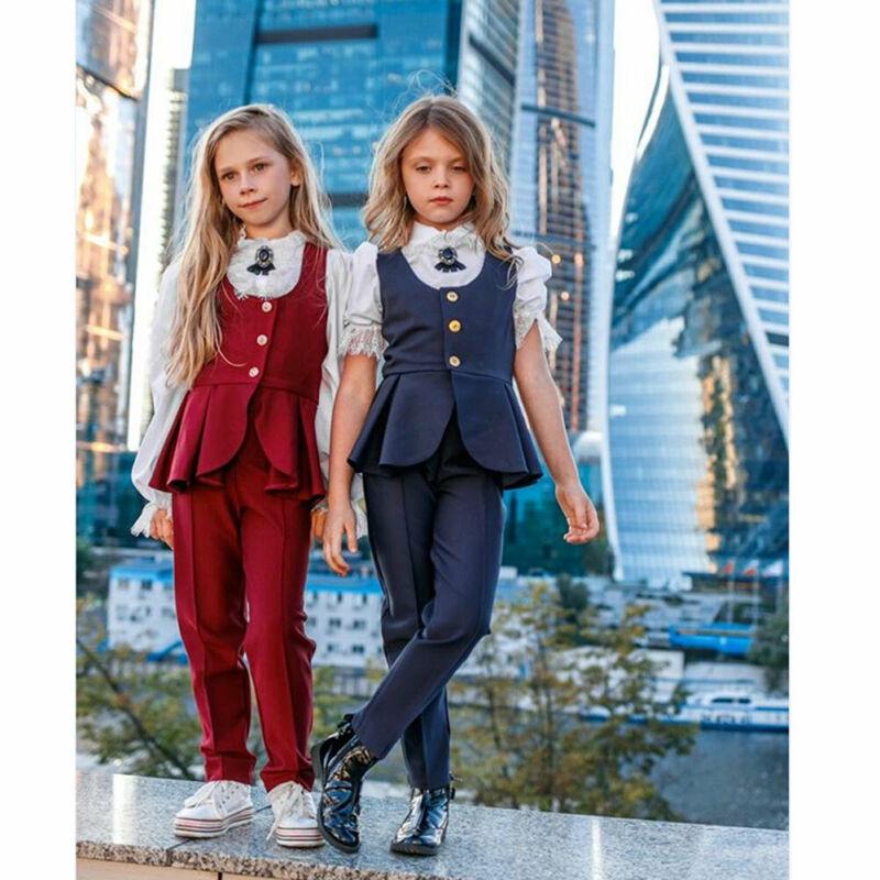 Buy Girls Princess Retro 3PCS Clothes Sets Long Sleeve Shirt Pleated ...