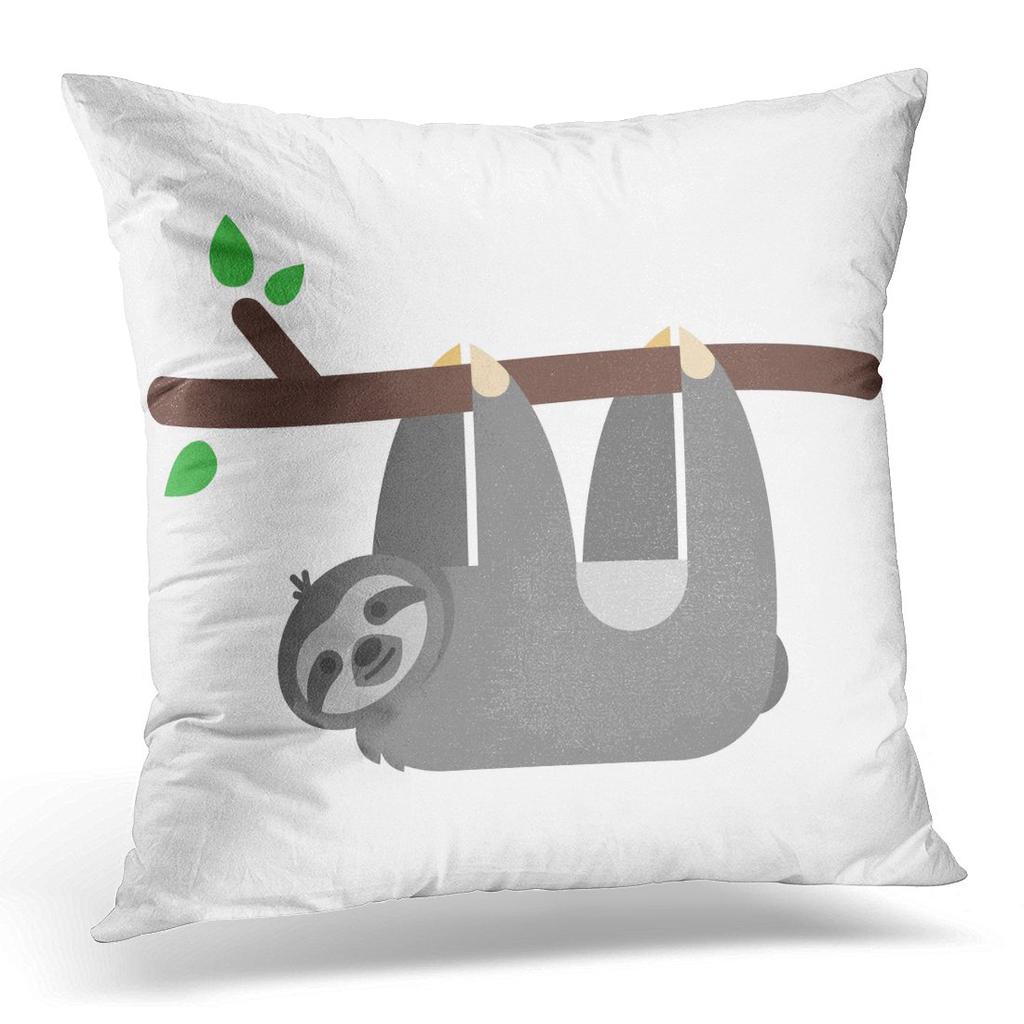 Buy Brown Animal Flat Style of Sloth for White Colorful Branch Pillows ...