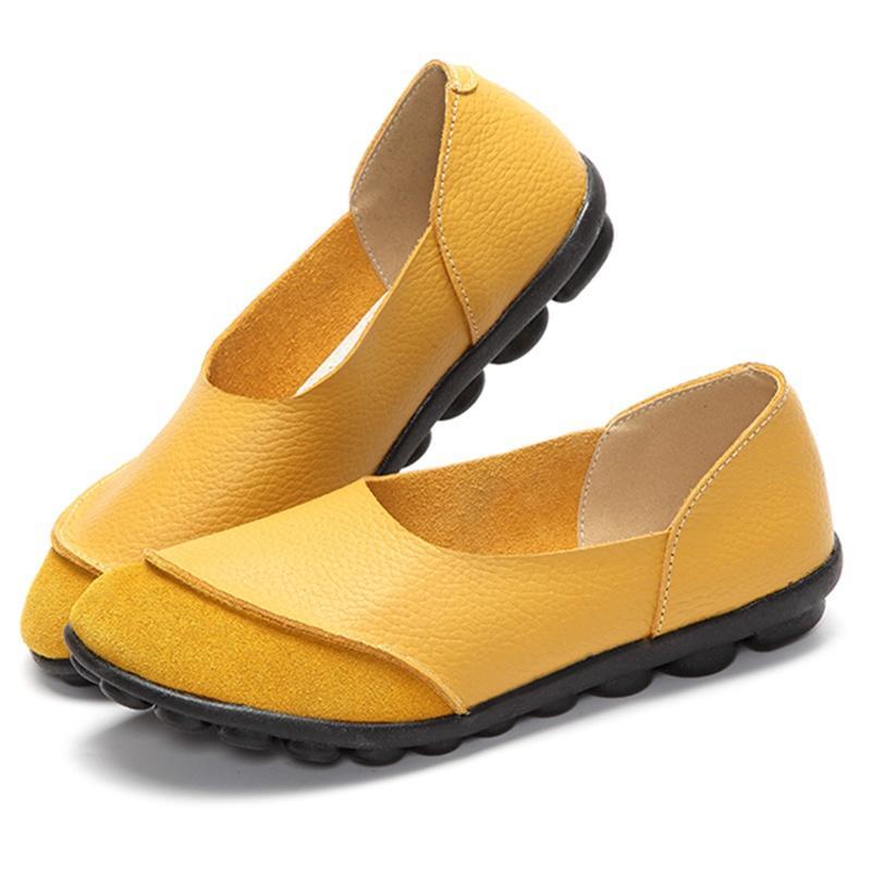 Buy Vintage Genuine Leather Woman Candy Color Breathable Flat Shoes at ...