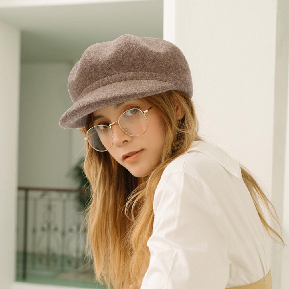 Autumn Winter Fashion Cashmere Octagonal Cap Solid Color Female Felt ...