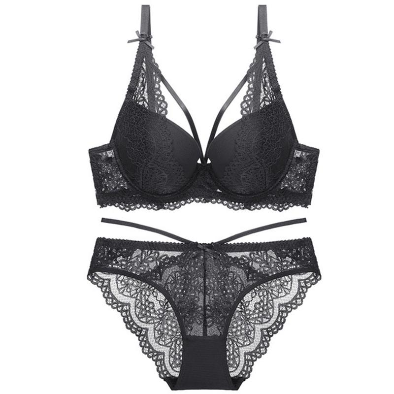 Lace Underwear Set Gathers On The Adjustment Type Embroidery Deep-V ...