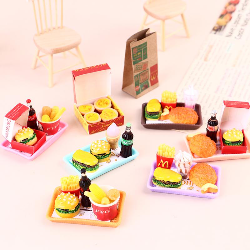 Buy Dollhouse Mini Simulation Burger French Fries Full Home Bucket ...