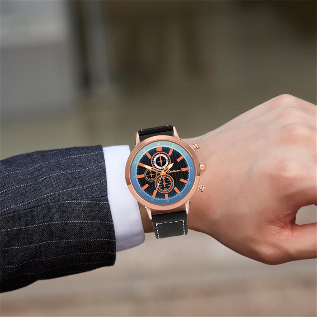 Buy BGZ Fashion Leather Men's Quartz Watch Men's Watch Luxury Casual ...