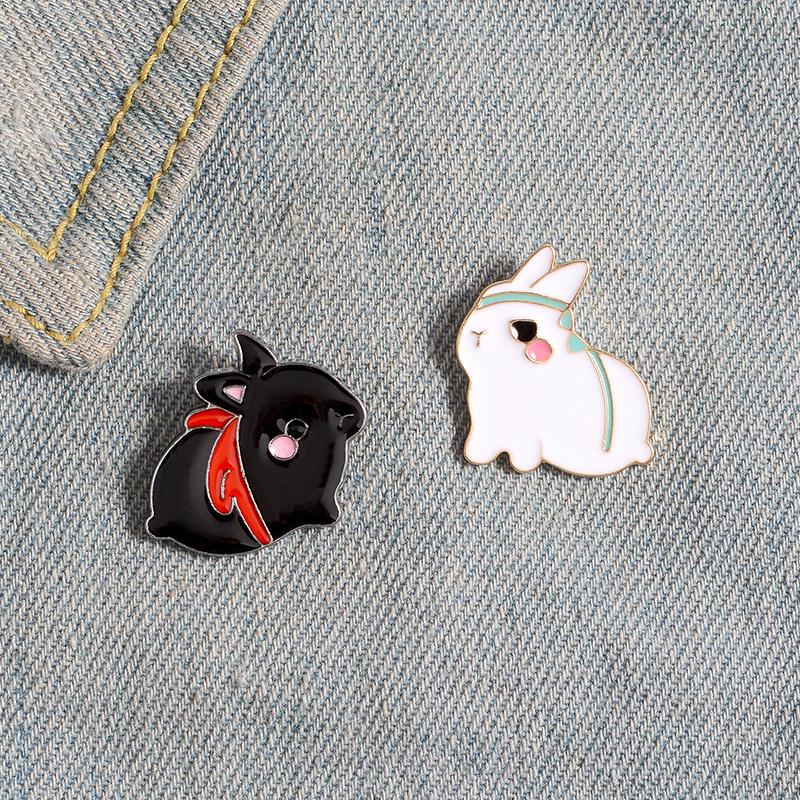 Buy The Untamed Enamel Pin Black White Rabbit Brooch Bag Clothes Lapel ...