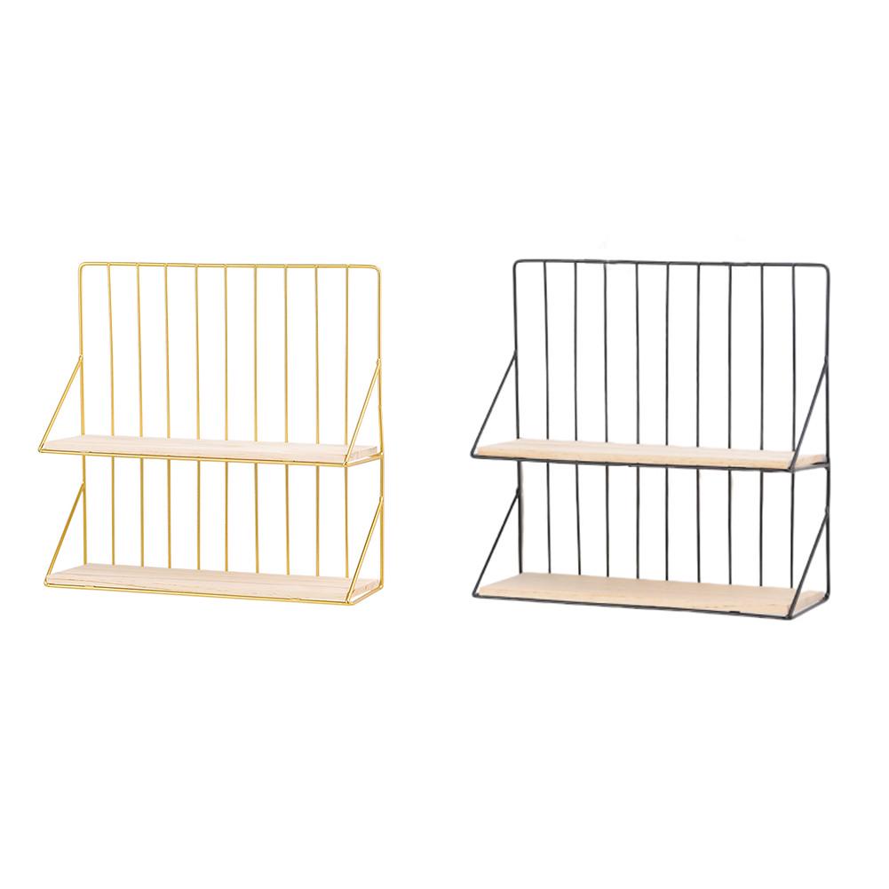Buy Wall Shelf Wooden Multi-Functional Double-Layer Shelves Storage ...