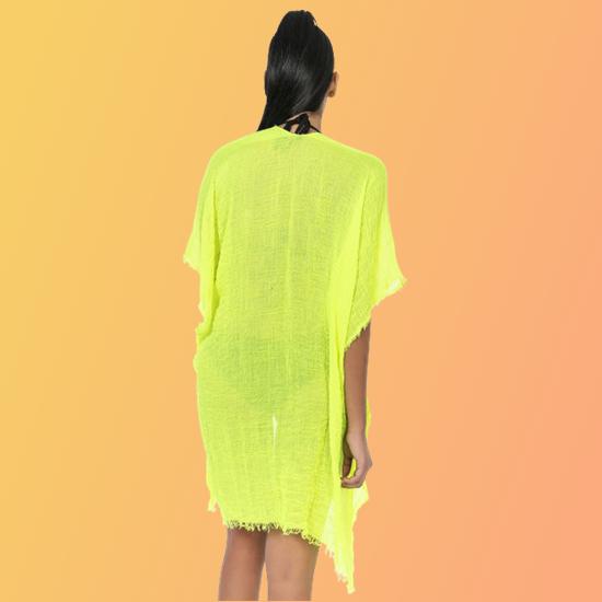Women's Neon Green Pareo Kimono 2021 uygun fiyatlı satın alın - fiyat ...