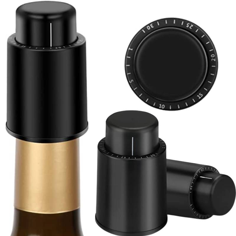 Vacuum Wine Stopper Sealer Plug Date Markable Silicone Reusable Wine ...