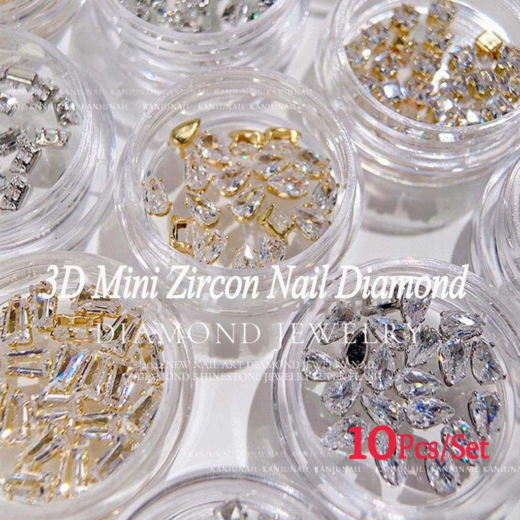 Buy 10 Pcs/Set New DIY Multi-Size 3D Mini Zircon Nail Diamonds Nail ...