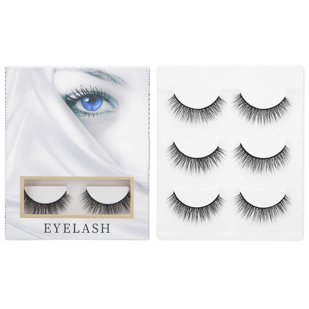 Buy 3 Pairs Handmade Fake Eyelashes Chemical Fiber Natural Cross Thick ...