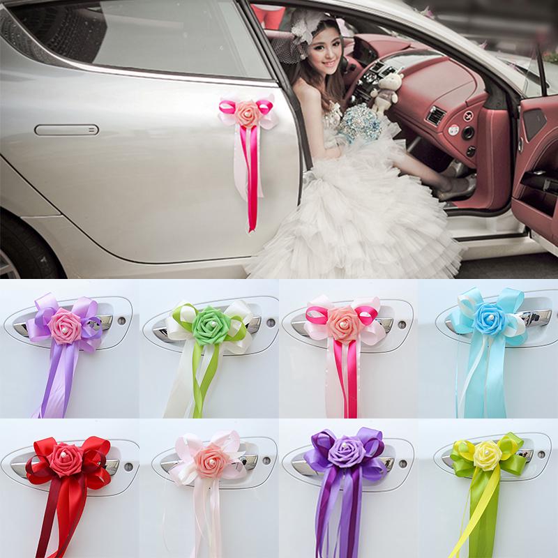 Buy Wedding Car Flower Car Flower Door Handle Flower Holiday Supplies ...