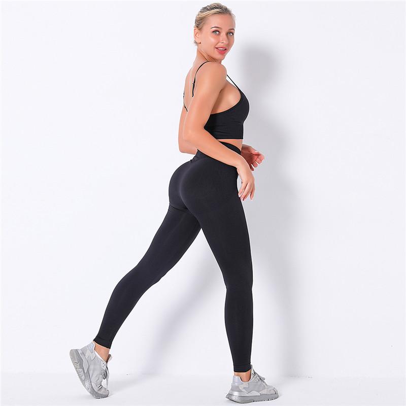 Cheap Solid Seamless Sport Set Nessaj Women Yoga Set Sports Bra High Waist Leggings Sportsuit ...