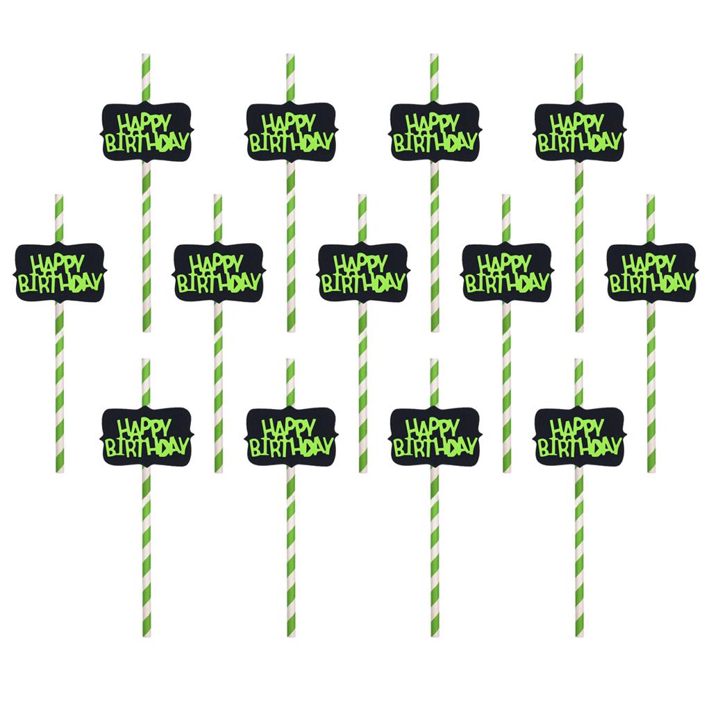 Buy 12 Set Party Game Paper Straws Stripe Drinking Straw Mixed at ...