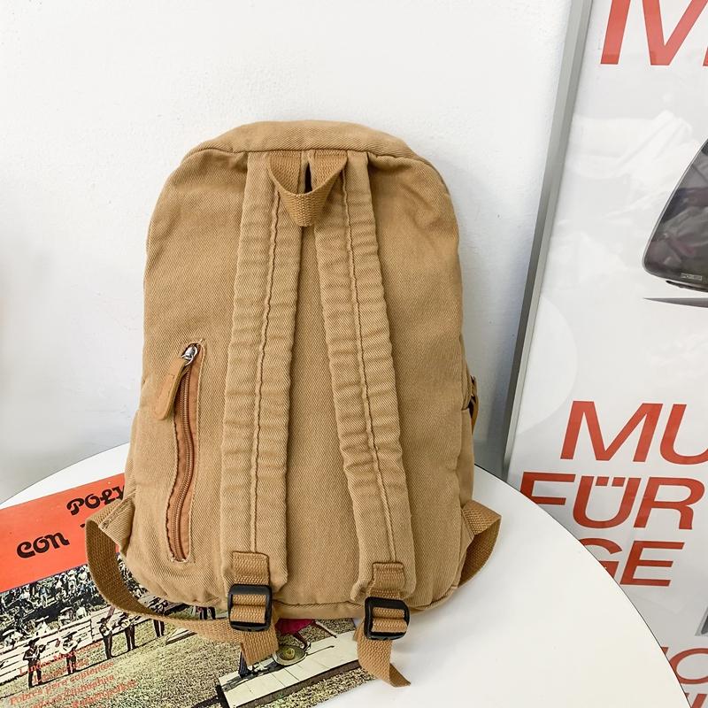 Satın alın Student Backpack Canvas Solid Color Middle School Travel ...