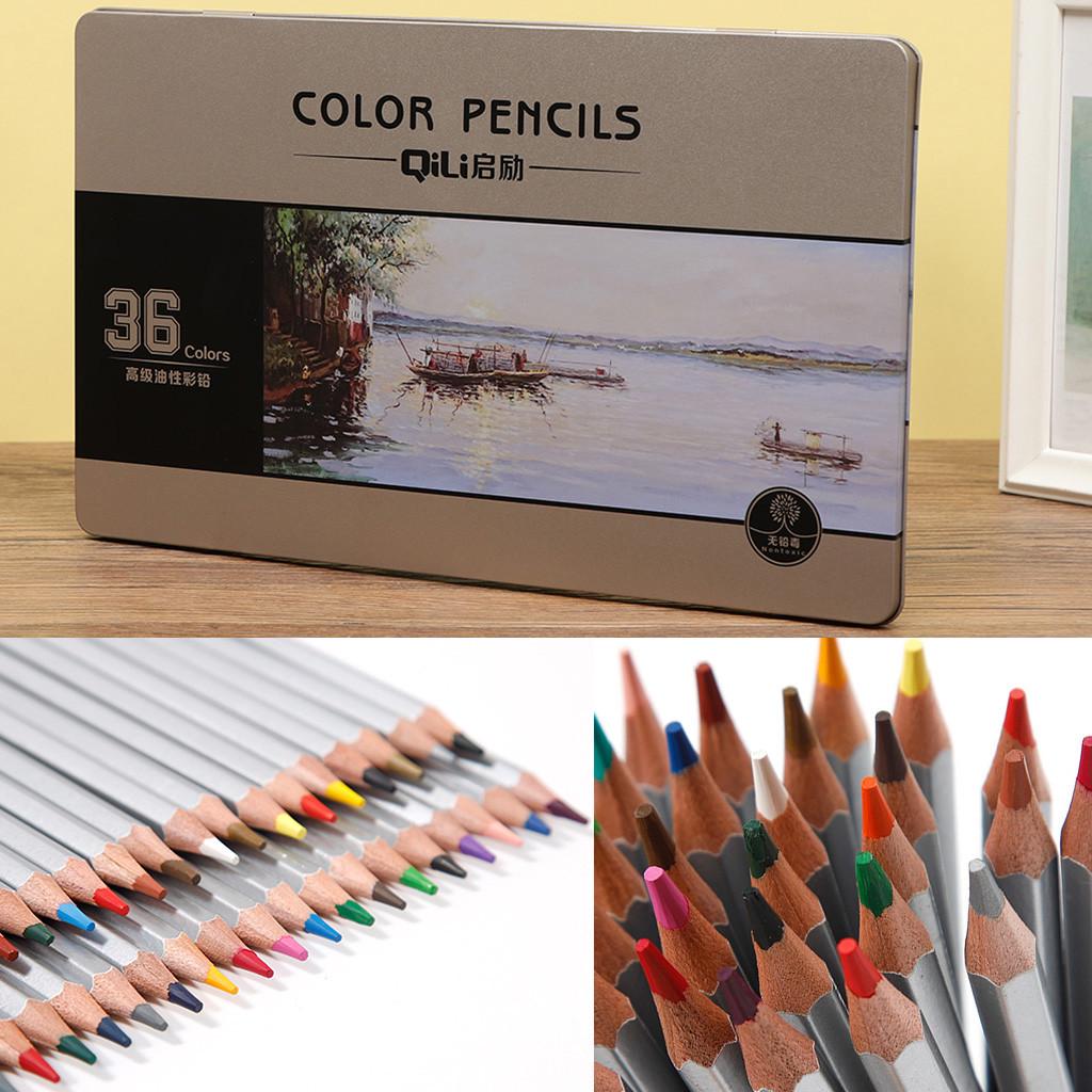 Buy [BD61] Multi Color Pencil Kit 36 Color With Iron Box Packing Set ...
