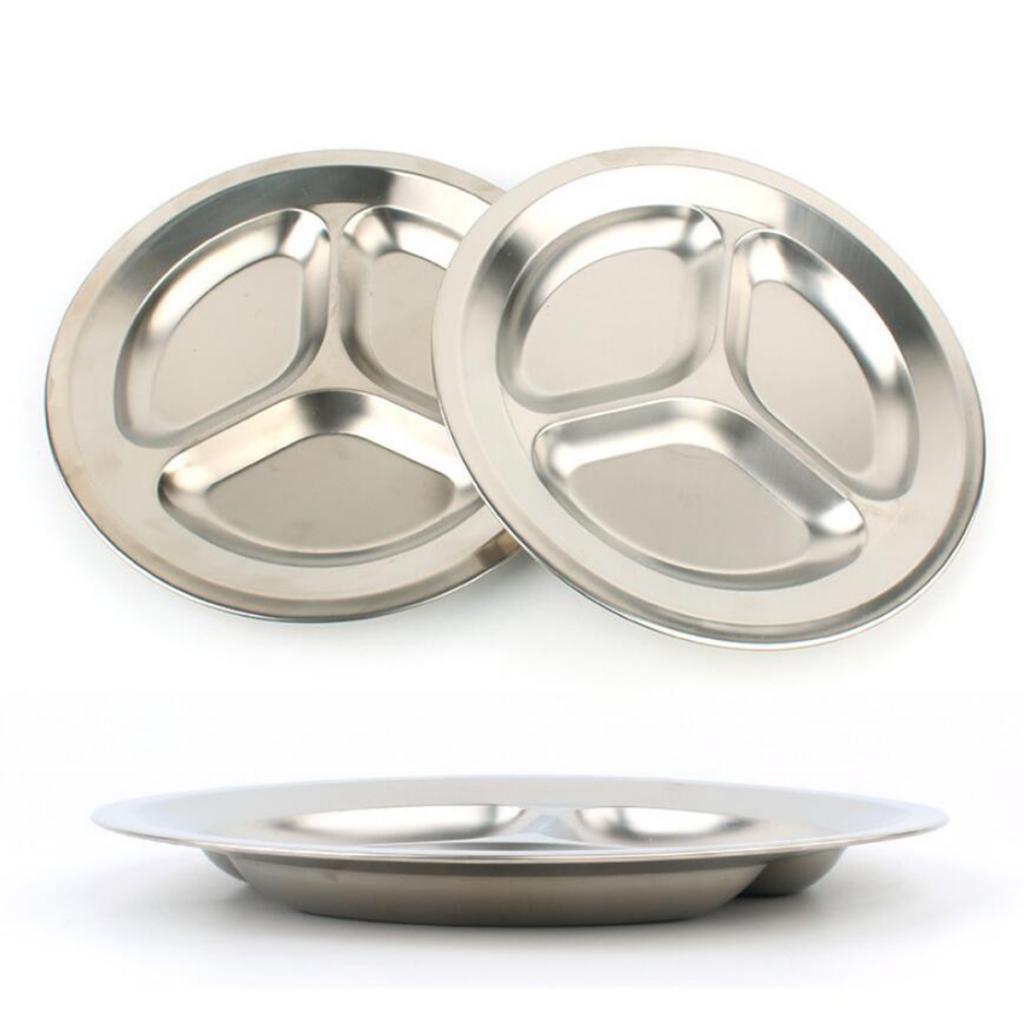 Buy Divided Plates 3Section Sectioned Dinner Tray for Kids Camping ...