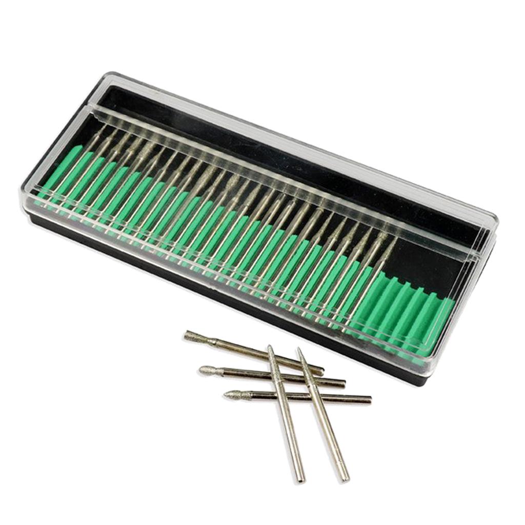 30pcs Diamond Point Burr Bits Drill Head Needle Tip Grinding 3.0mm ...