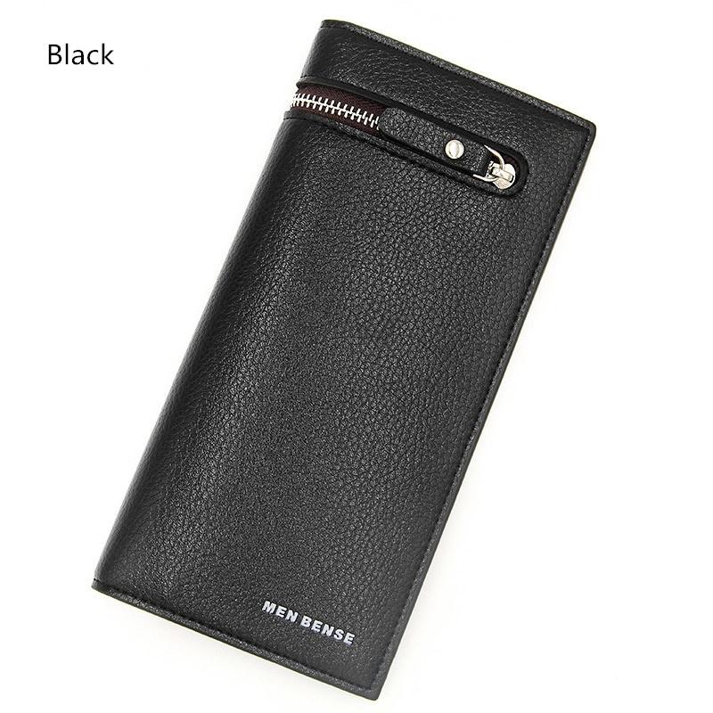 MenBense Fashion Business Casual Men Long Wallet Zipper Purse Leather ...
