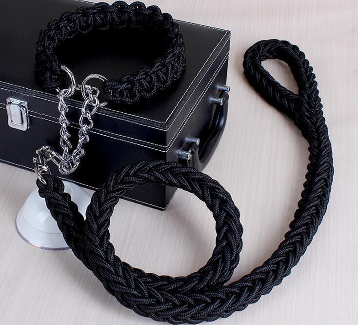 Buy Large Dog Leash Metal P Chain Buckle Pet Leash Collar Set 1.2m ...