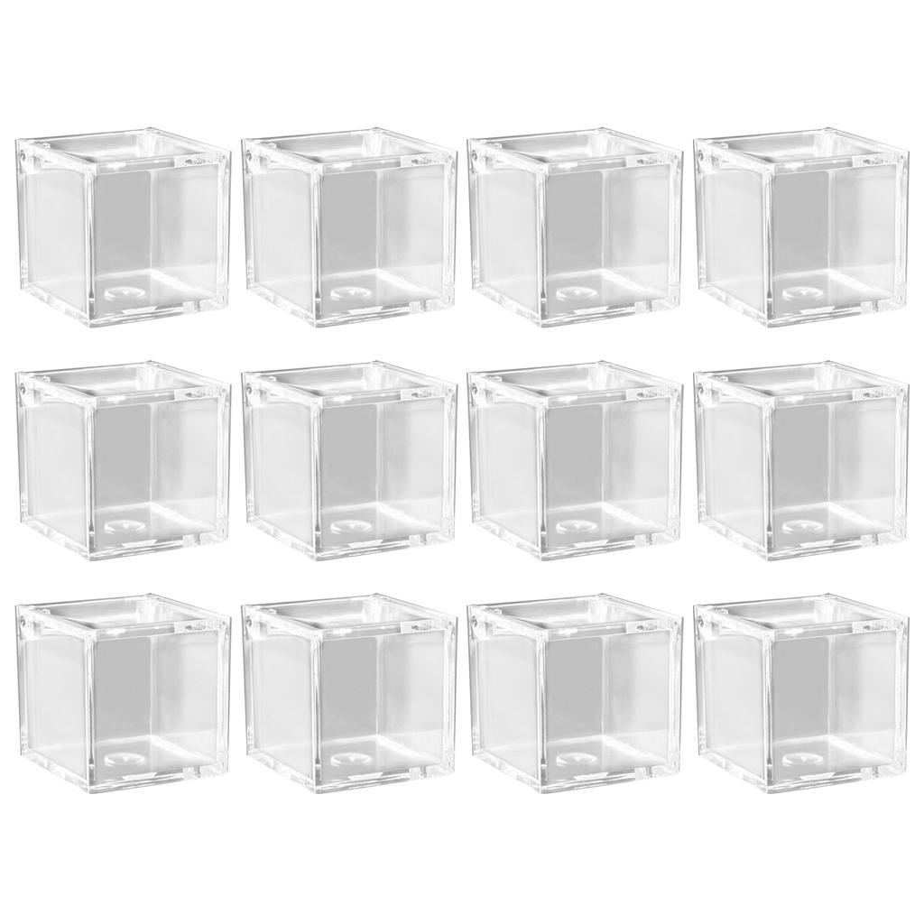 Cheap 12 Pcs Clear Stackable Acrylic Storage Box with Flap Lids Square ...