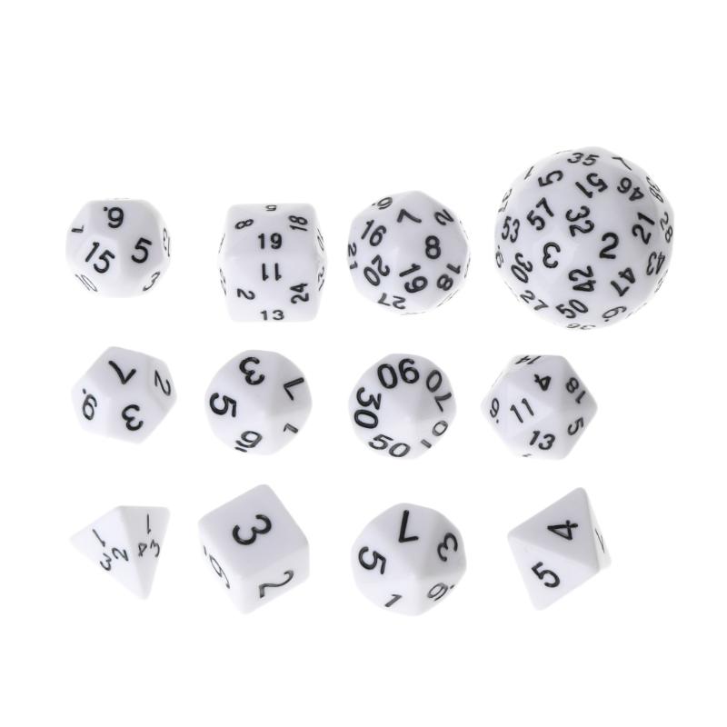 Buy 12pcs/Set Multi-sided Polyhedral Dice D4 D6 D8 D10 D12 D20 D24 D30 ...