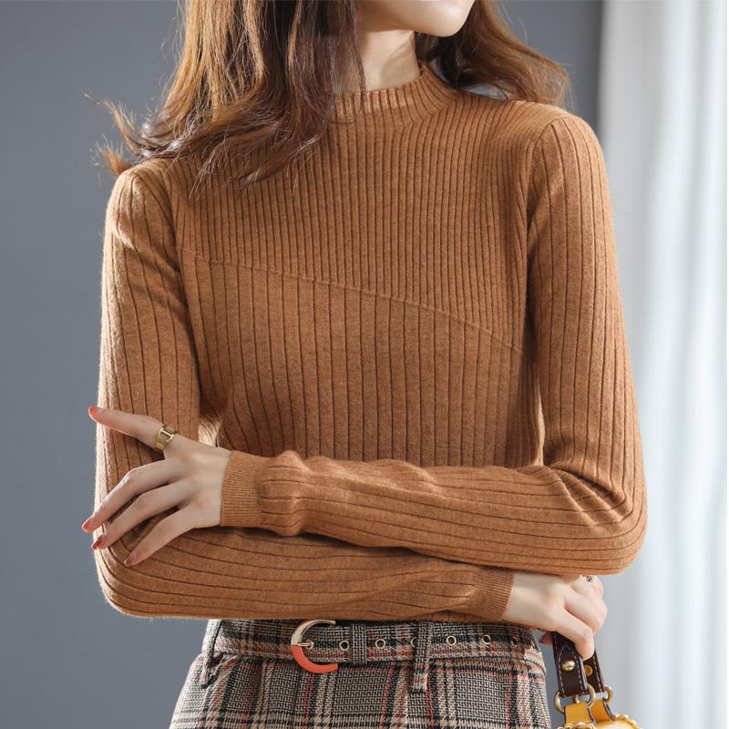 Autumn Winter New Wool Blend Sweater Woman Half -High Neck Pullover ...