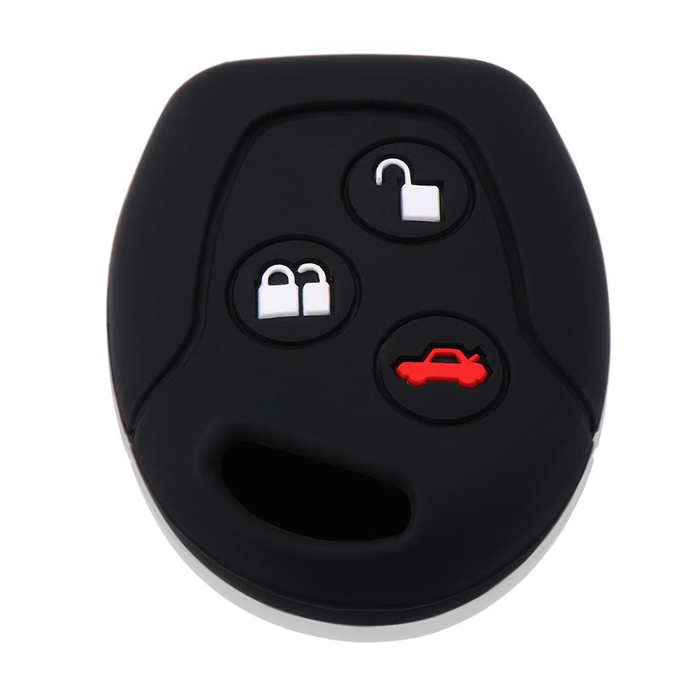 Buy Remote Key Fob Cover 3 Buttons Silicone Holder Protector D Black at ...