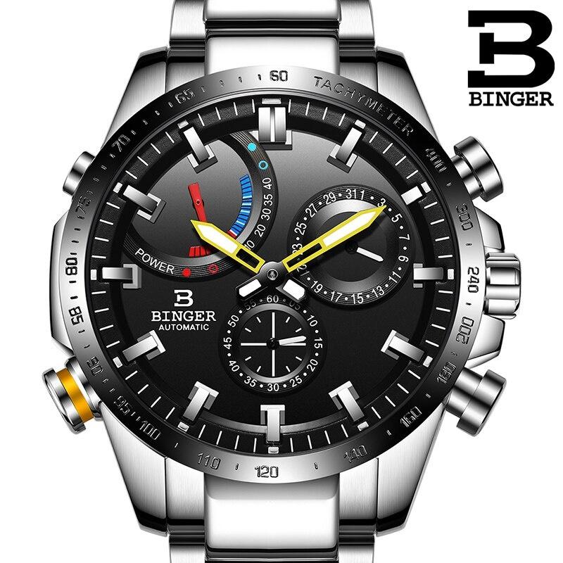 Buy BINGER Watch Automatic Mechanical Watch Sapphire Waterproof Energy ...