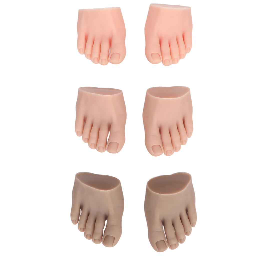 Buy 3 Pairs Tattoo Practice Fake Foot Model Set Soft Silicone Nail Art ...