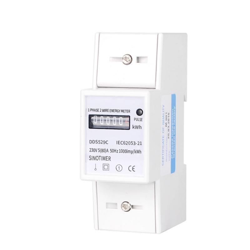 Buy 230V DIN-Rail KWh Meter Digital Single-Phase 2 Wire 2P Electric ...