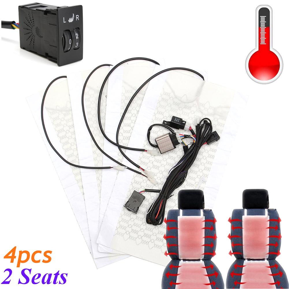 Buy 4 PCS Seat Carbon Fiber Universal Heated Seat Heater Pads 2 PCS 5 ...