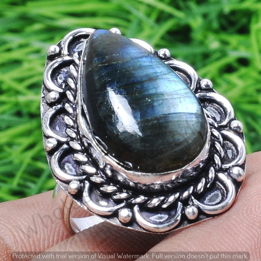 Buy Labradorite Gemstone Ring 925 Sterling Silver Handmade Ring Size 8 ...