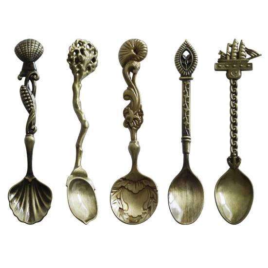5Pcs Rust Proof Multifunction Coffee Spoon Retro Chic Alloy Dessert ...