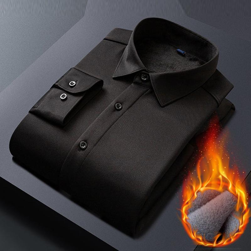 Buy Winter Men's Thick Velvet Men's Tops Shirts Long Sleeve Vintage ...