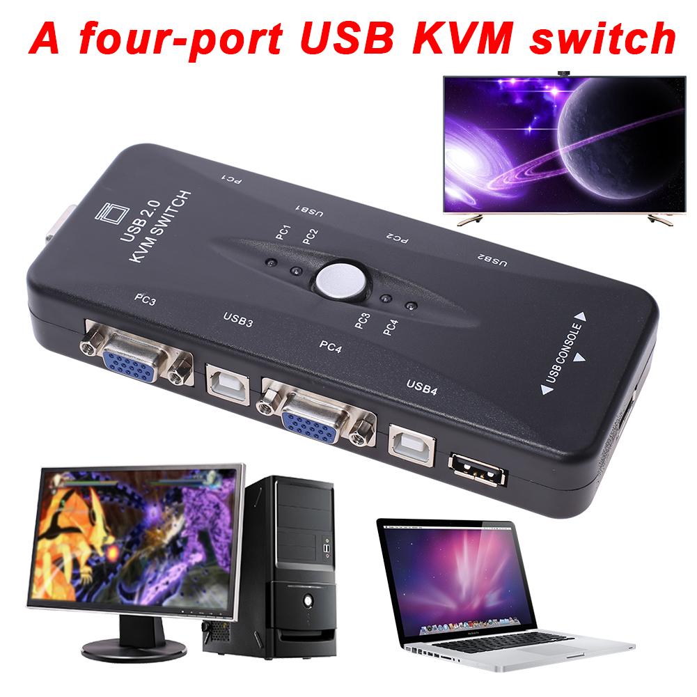 New 4-Port USB 2.0 KVM Switch Mouse/Keyboard/VGA V uygun fiyatlı satın ...