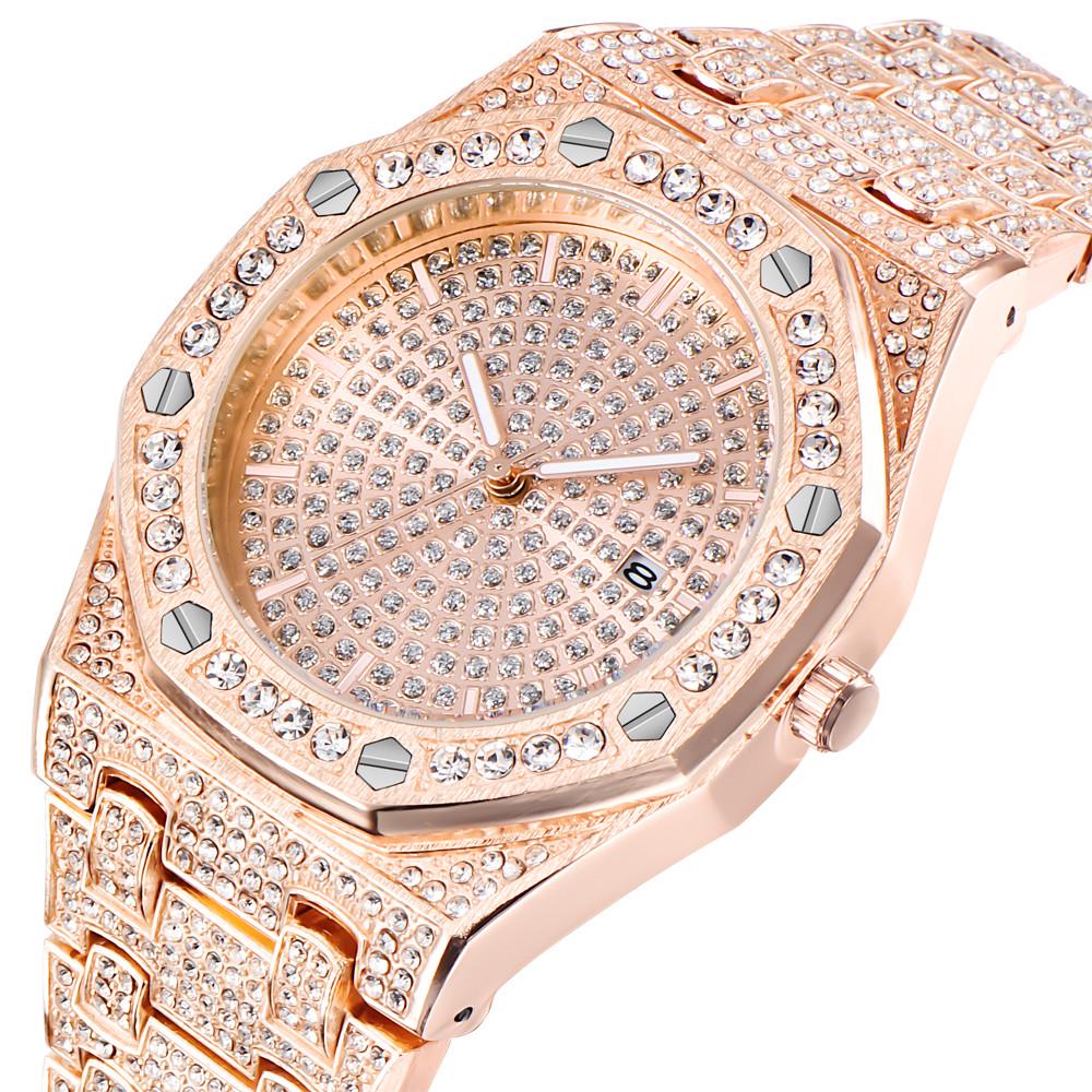 Buy Bling Fully Rhinestone Watches Quartz Iced Out Gold Silver Diamond ...