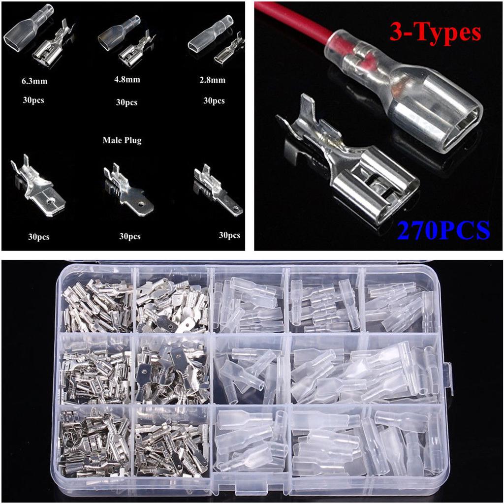 270Pcs/set Electrical Wire Terminal Crimp Connector Insulated Power ...