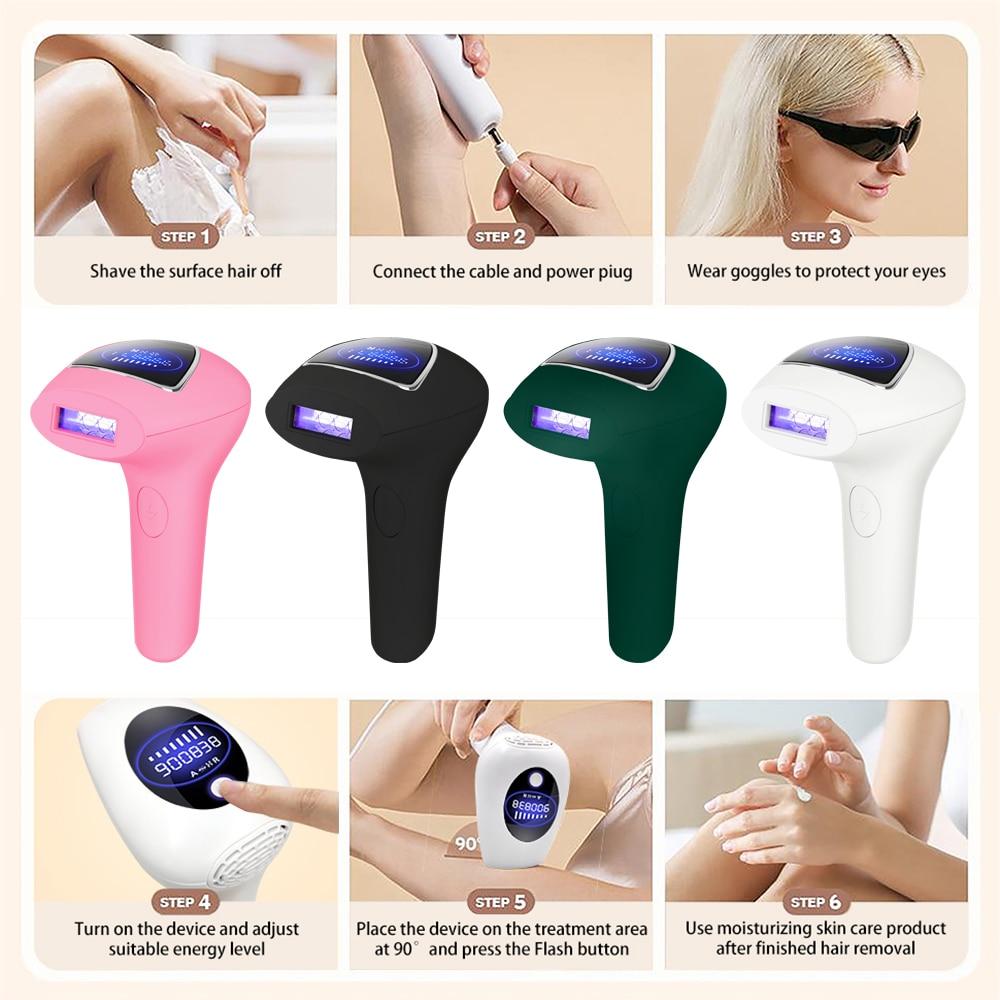 Buy 900000Flashes Laser Epilator Laser Permanent IPL Photoepilator Hair ...