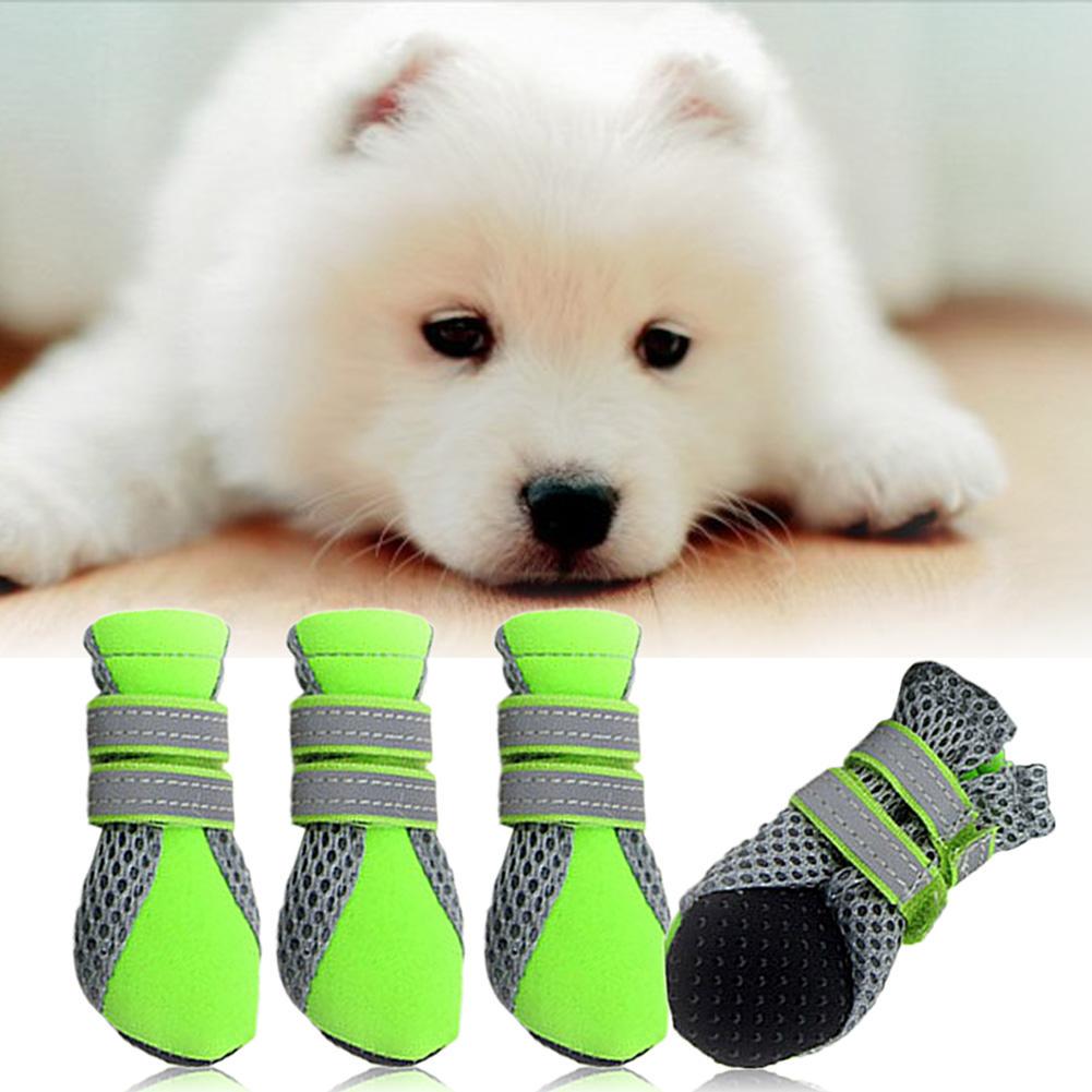 Buy 4pcs Pet Shoes Waterproof Rubber Anti-slip Mesh Boots Booties for ...