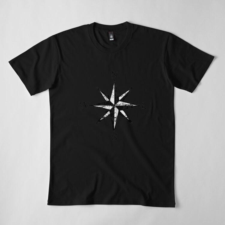 Buy Men Premium Cotton Harajuku T-Shirt Compass Rose NESW Vintage Two ...