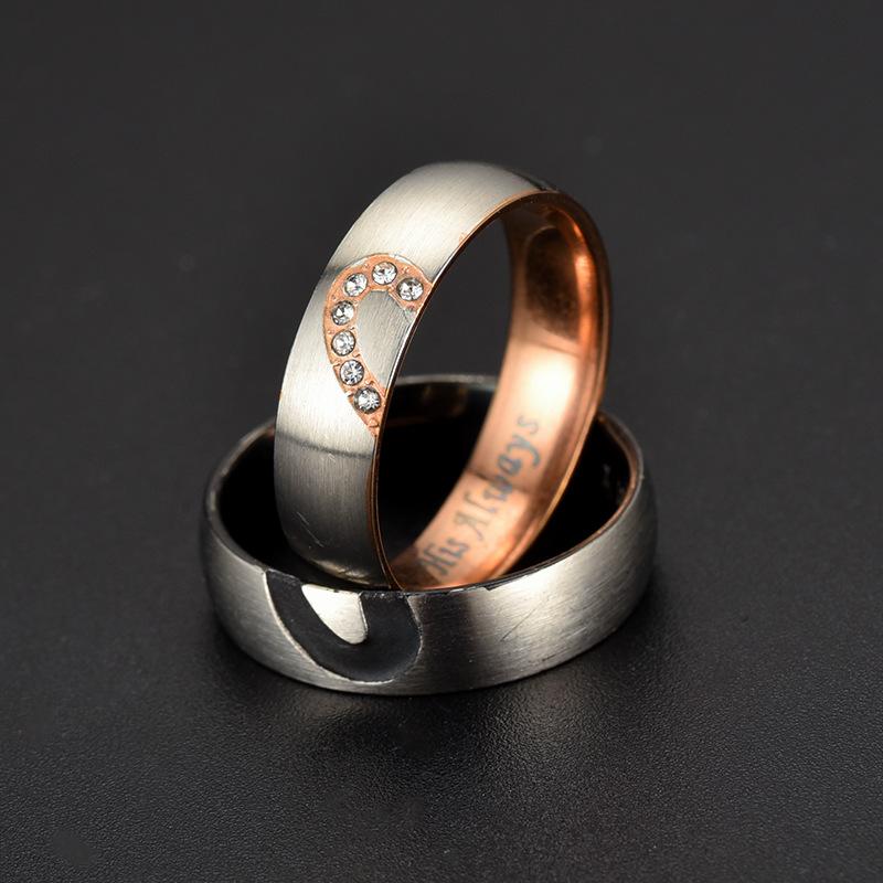 Buy Trendy Love Heart Couple Ring for Women Men Vintage Lovers Ring ...